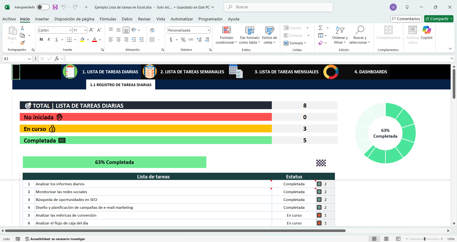 Plantilla Lista de Tareas en Excel - Excel Sheets